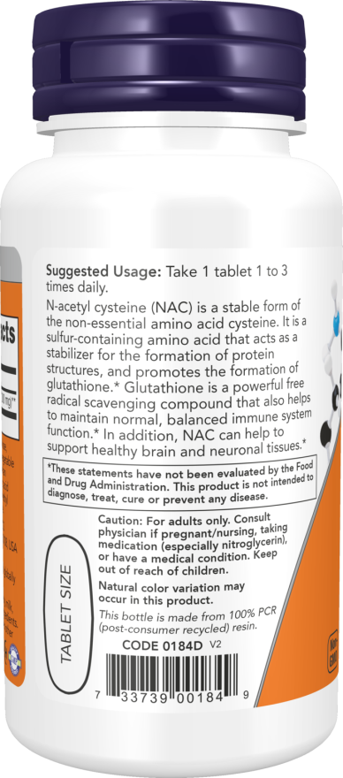 Now Foods N-acetyl cysteine (NAC) 1000 mg 60/120 Tablets – West Supply