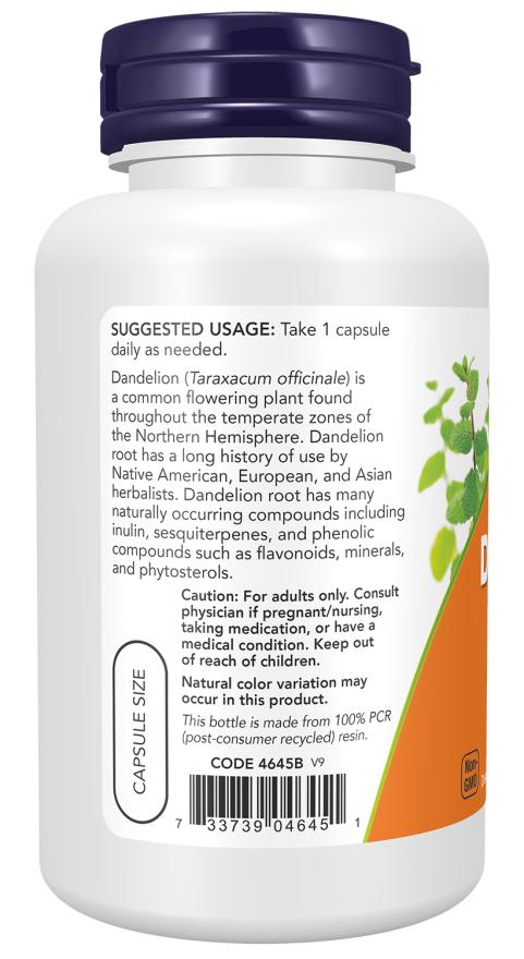 Now Foods Dandelion Root 500 mg 100 Veg Capsules – West Supply